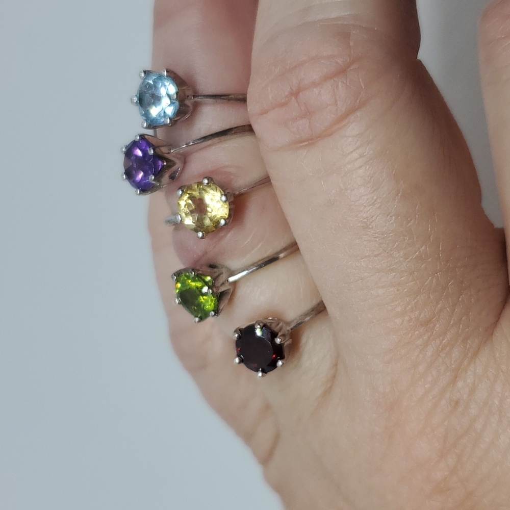 Set Of 5 Gemstone Rings - Gem
